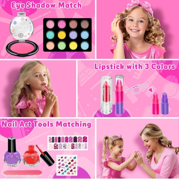 Hollyhi | Other | 4 Pcs Kids Makeup Kit Washable Makeup Set Toy With ...